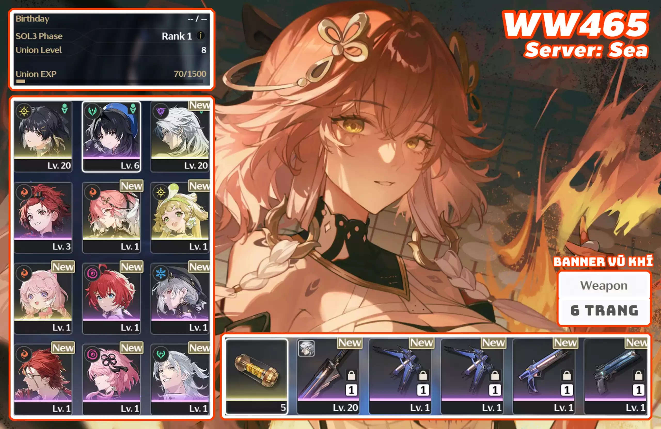 Acc #55296: [ ACC VIP ] WW 465 ChangLi + Verina + Calcharo + Encore ...