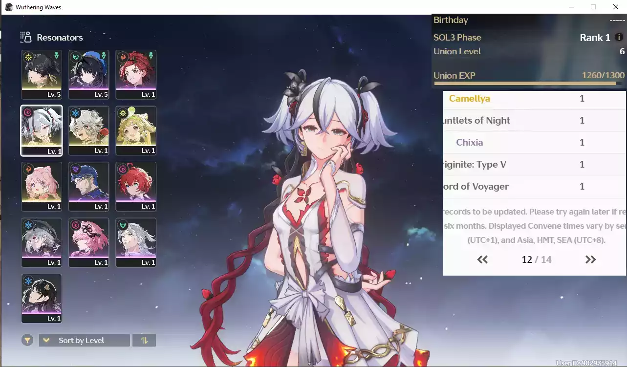 Acc #84130: (SEA) UL6 Camellya + Verina + Encore(Acc cổ map 0%)(BNNV 12 ...