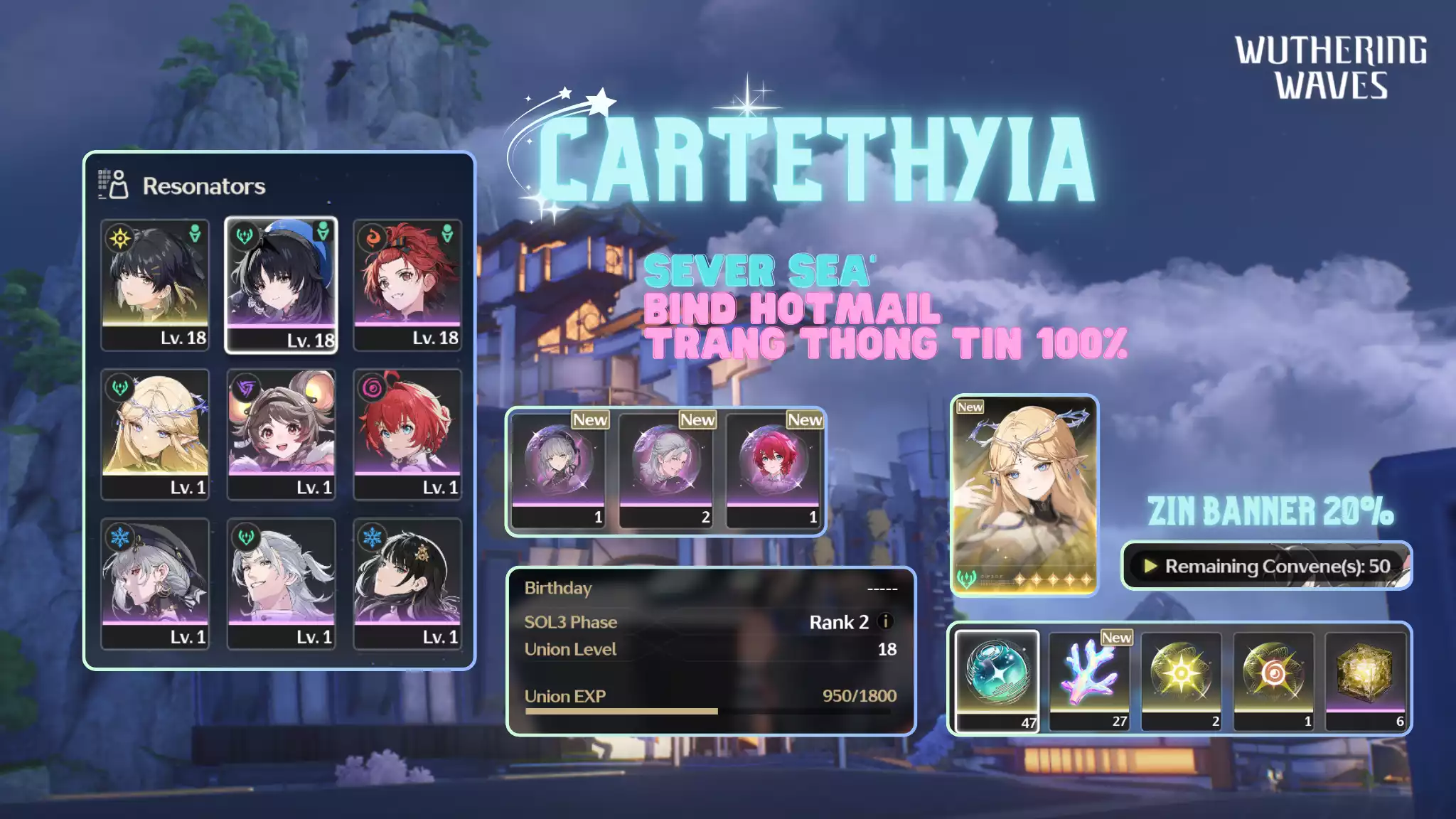 Acc #94585: [Sea] [UL18] Cartethya, giá 80,000 đ
