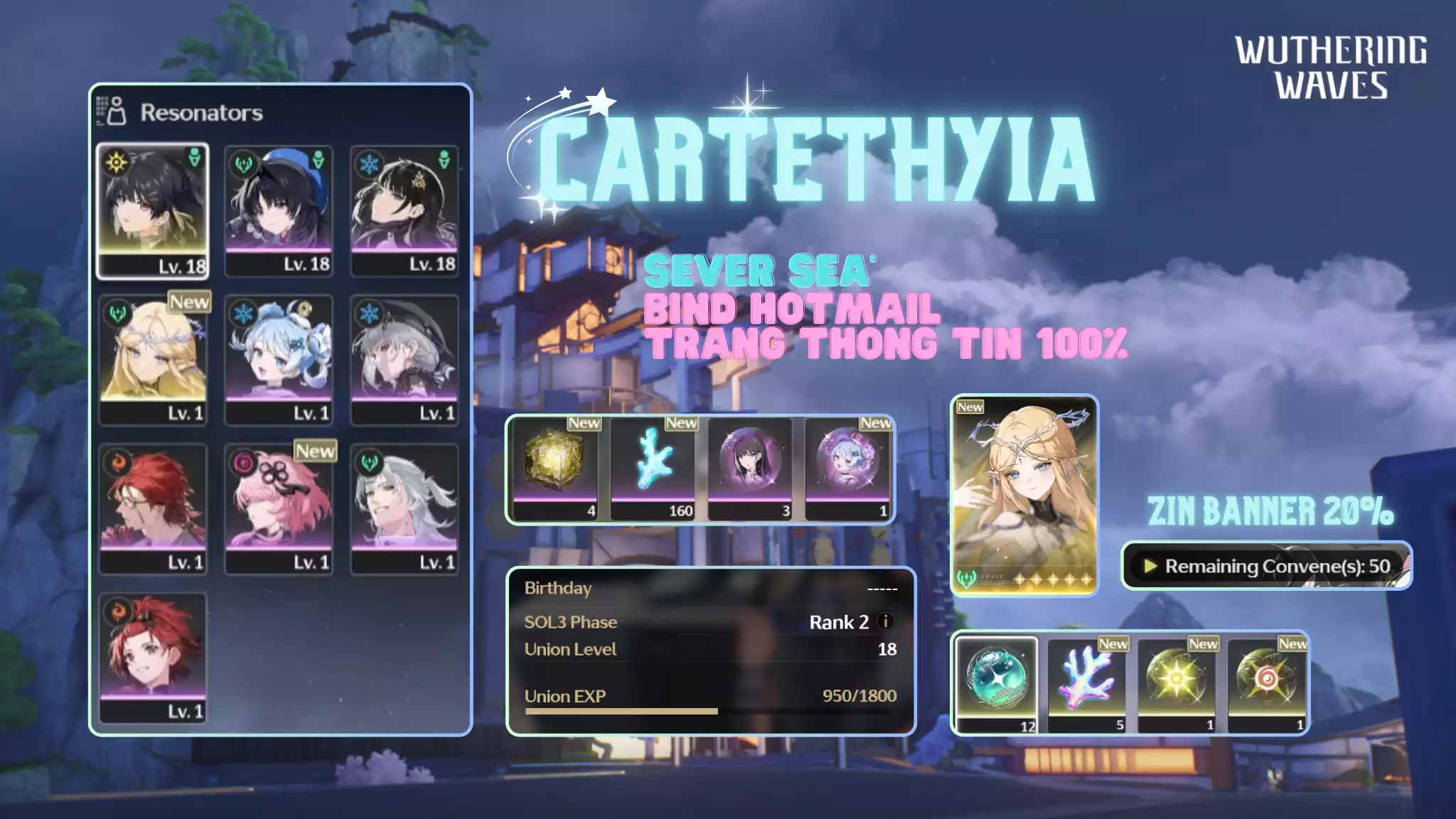 Acc #94984: [Sea][UL17] Cartethya, giá 80,000 đ